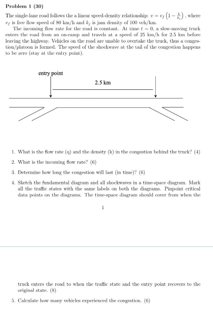 Solved Problem 1 (30) The single-lane road follows the a | Chegg.com
