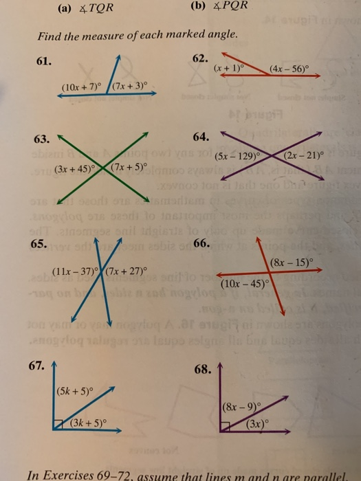 Solved (a) xTQR (b) xPQR Find the measure of each marked | Chegg.com