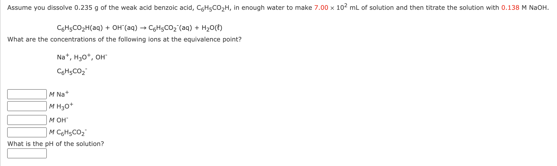 Solved Assume you dissolve 0.235 g of the weak acid benzoic | Chegg.com