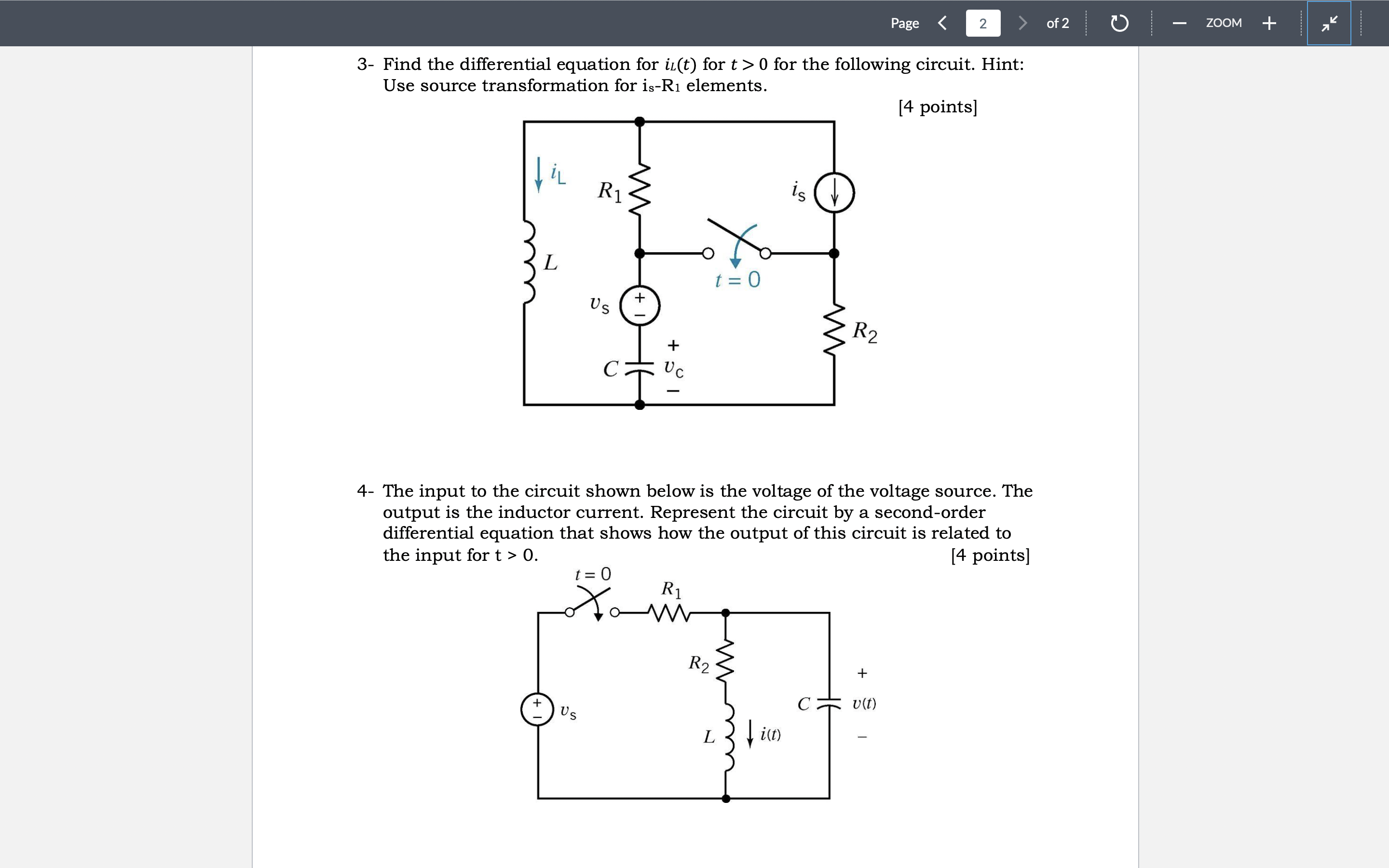 Solved 3- Find the differential equation for iL(t) for t>0 | Chegg.com
