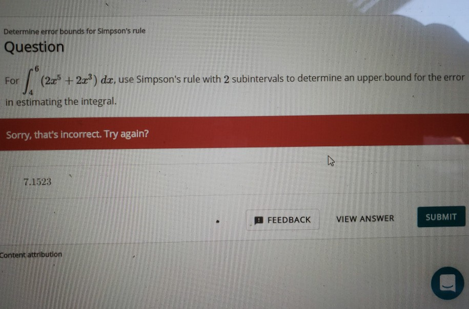 Solved Determine error bounds for Simpson's rule Question | Chegg.com