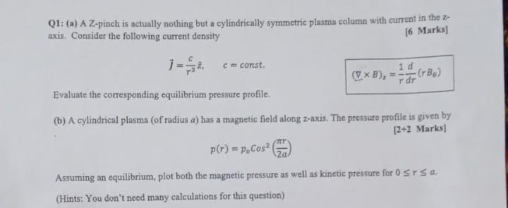 Solved subbject:plasma physicsplease solve it ﻿ASAP.Q1: | Chegg.com