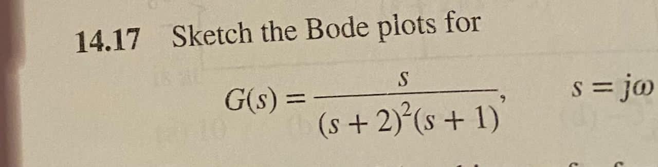 Solved Sketch Bode plot for problem 14.17 in textbook, | Chegg.com