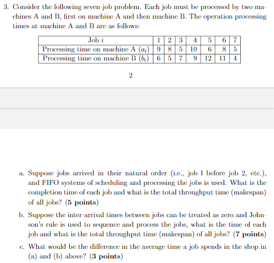 Solved 3 Consider The Following Seven Job Problem Each Job