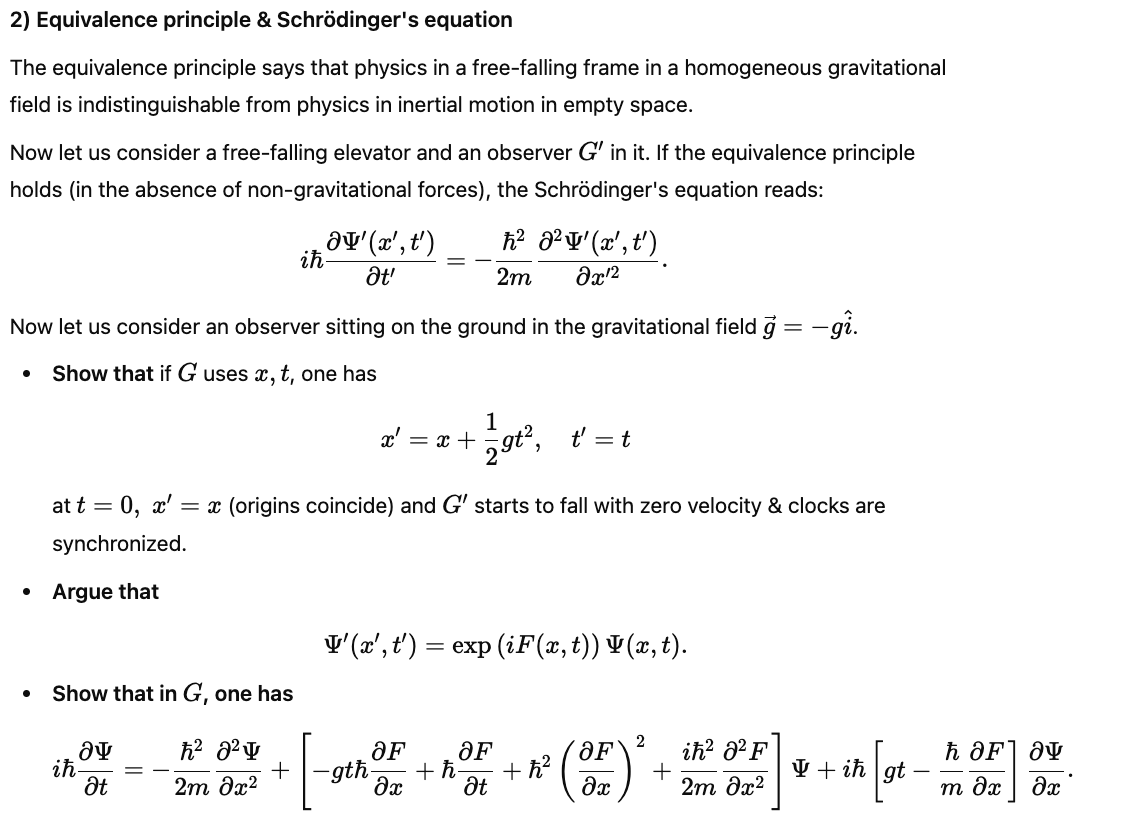 Solved Equivalence principle & Schrödinger's ﻿equationThe | Chegg.com
