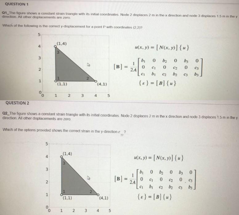 Solved Q1_The figure shows a constant strain triangle with | Chegg.com