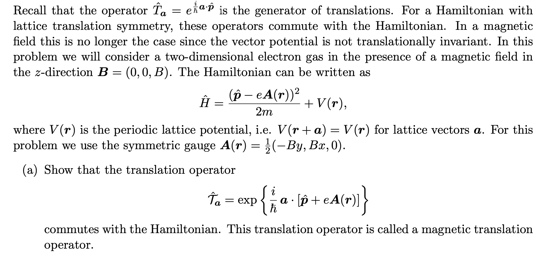 Solved = = Recall that the operator Ta = exa:is the | Chegg.com