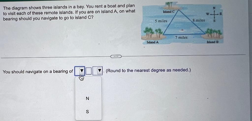 Solved The diagram shows three islands in a bay. You rent a | Chegg.com