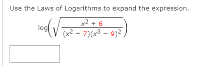 Solved Use the Laws of Logarithms to expand the | Chegg.com