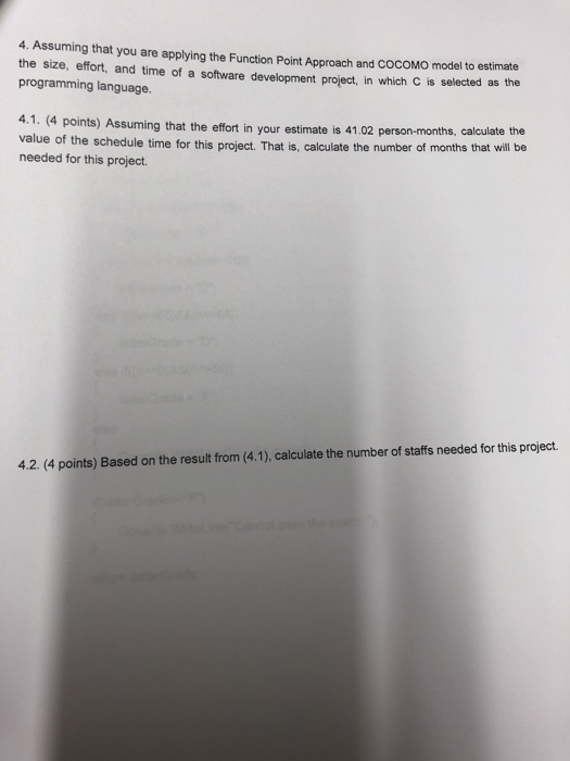 Solved 4. Assuming that you are applying the Function Point | Chegg.com