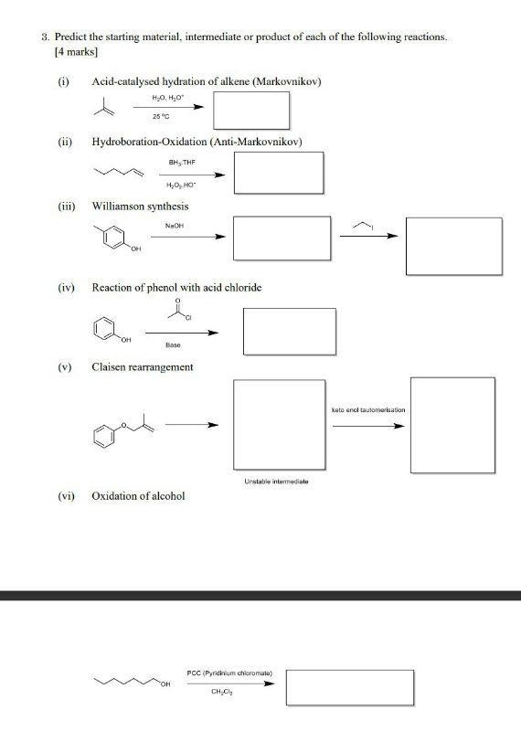 3. Predict the starting material, intermediate or | Chegg.com