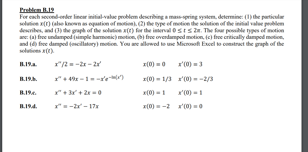 Solved Problem B.19 For each second-order linear | Chegg.com