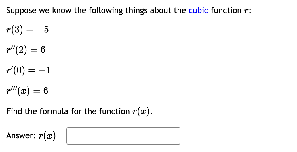 Solved Suppose we know the following things about the cubic | Chegg.com
