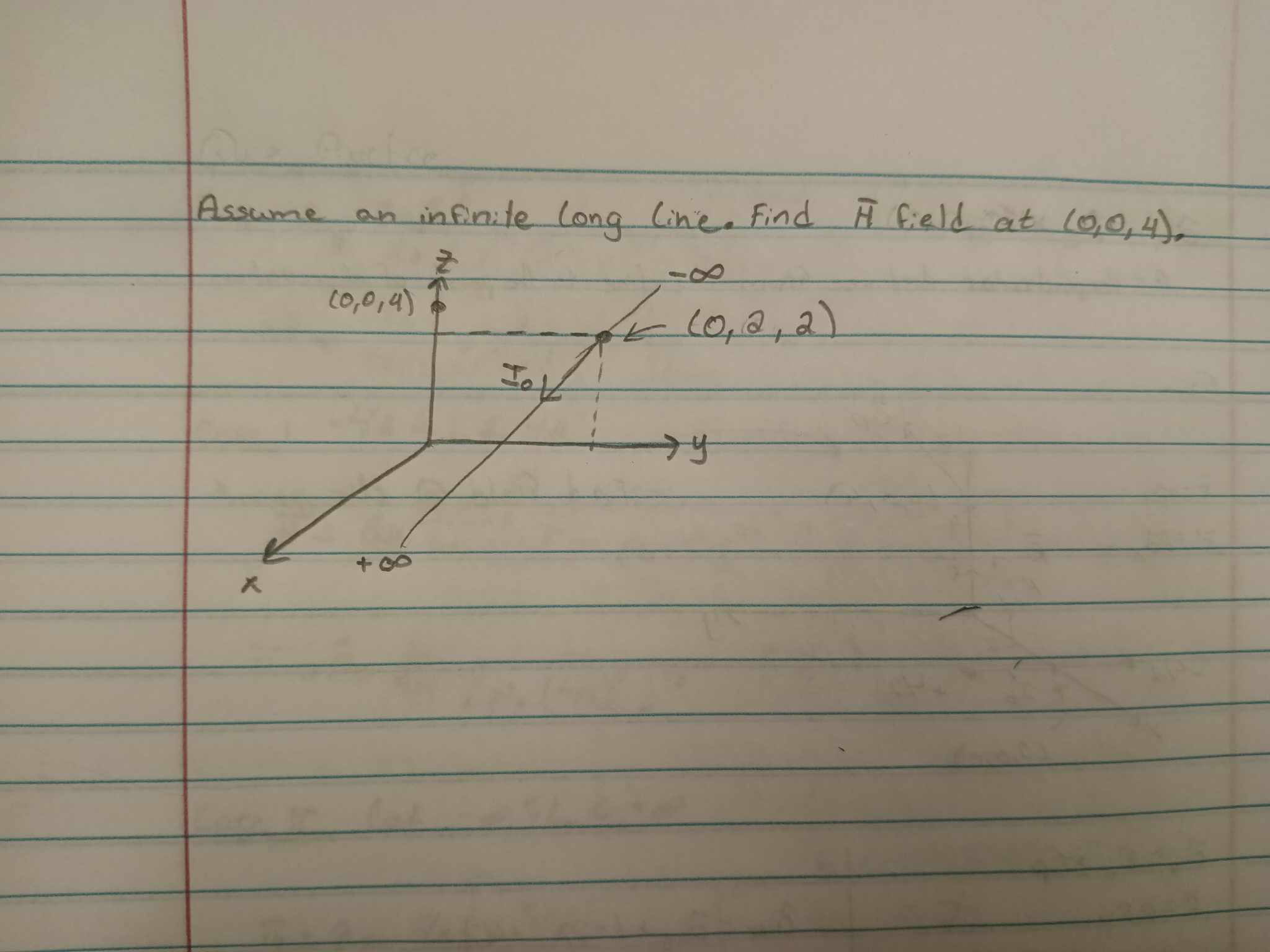 Solved Assume an infinite long line. Find Hˉ field at | Chegg.com
