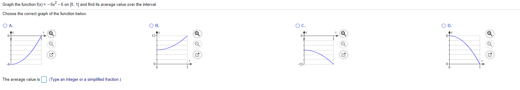 Solved Graph the function f(x) = - 6x2 - 6 on [0, 1] and | Chegg.com