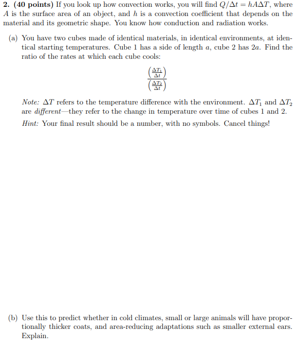 Solved 2. (40 points) If you look up how convection works, | Chegg.com