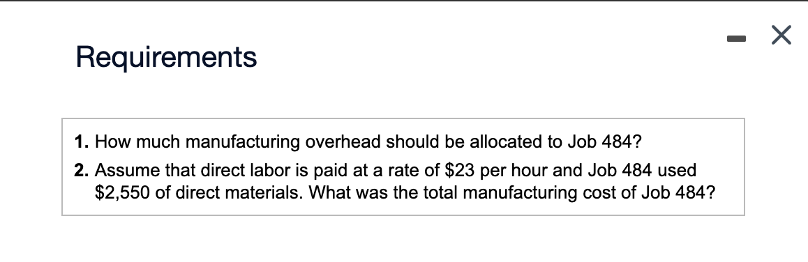 Solved Requirements 1. How much manufacturing overhead | Chegg.com