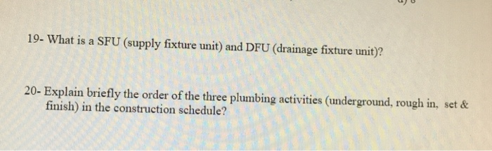 Solved 19- What is a SFU (supply fixture unit) and DFU | Chegg.com