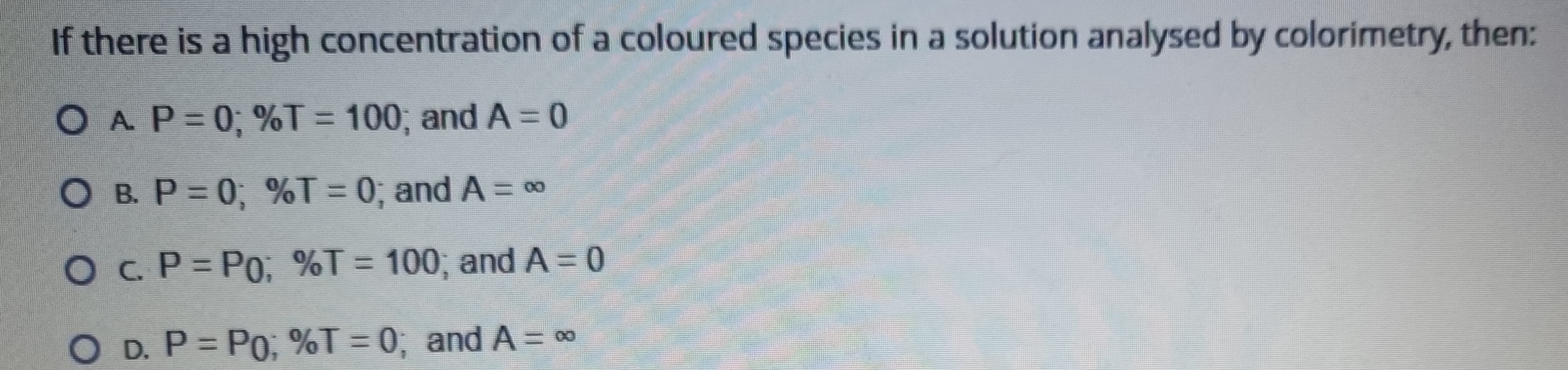 Solved If there is a high concentration of a coloured | Chegg.com