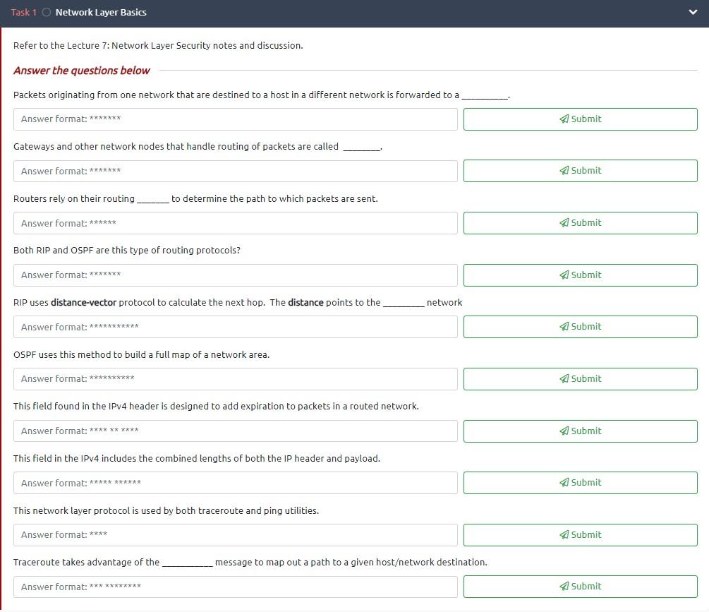 Solved Task 1 Network Layer Basics Refer to the Lecture 7: | Chegg.com