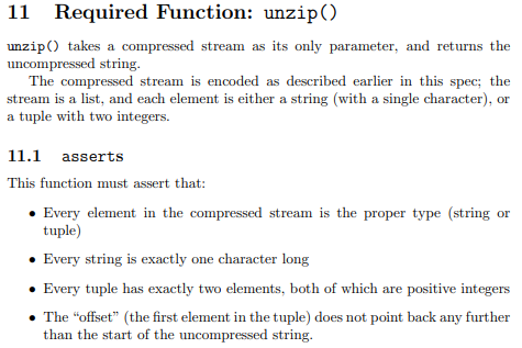 11 Required Function: unzip() unzip() takes a | Chegg.com