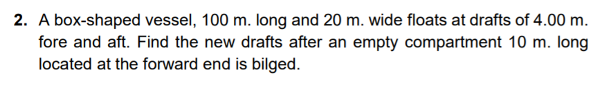 Solved 2. A box-shaped vessel, 100 m. long and 20 m. wide | Chegg.com