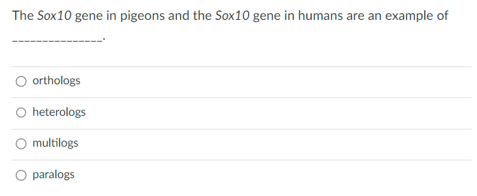 Solved The Sox10 gene in pigeons and the Sox10 gene in | Chegg.com