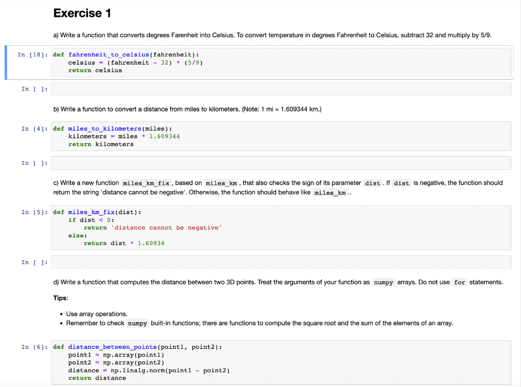 Solved Exercise 1 a) Write a function that converts degrees | Chegg.com