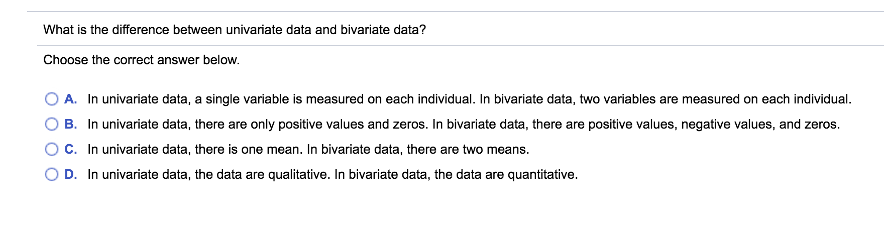 Solved What Is The Difference Between Univariate Data And