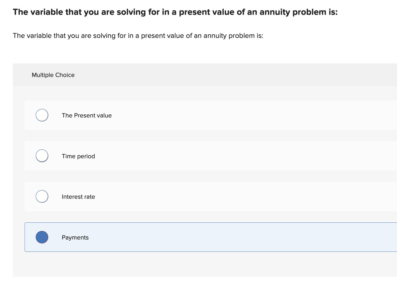 Solved The variable that you are solving for in a present | Chegg.com