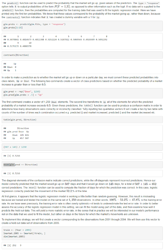 Solved 4.7.2 Logistic Regression Submit:The smallest p-value | Chegg.com