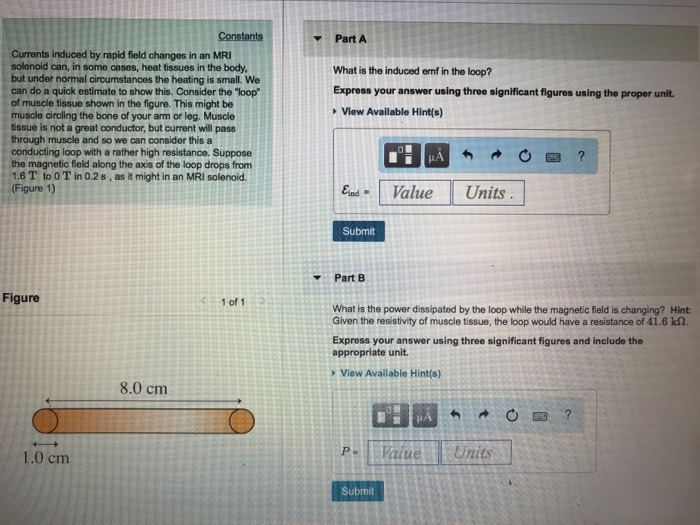 Solved Constants Part A What is the induced emf in the loop? | Chegg.com