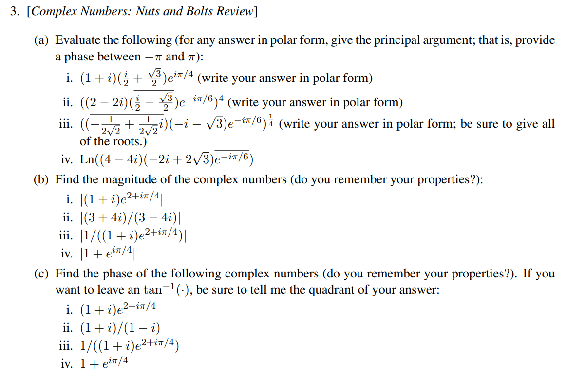 Solved 3. [Complex Numbers: Nuts and Bolts Review] (a) | Chegg.com