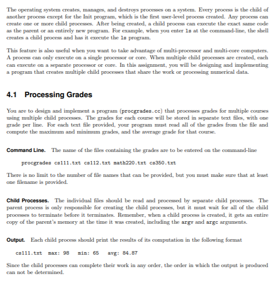 The operating system creates, manages, and destroys | Chegg.com