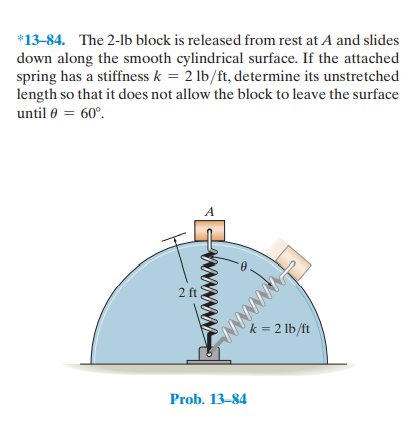 Solved *13–84. The 2-lb block is released from rest at A and | Chegg.com
