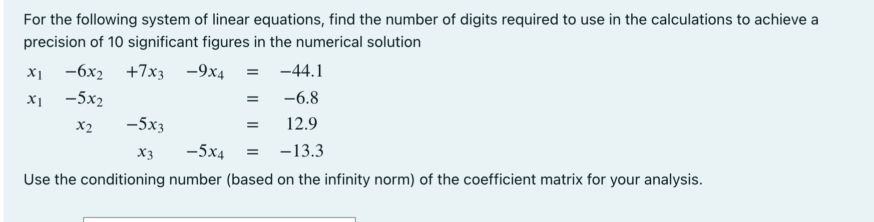 Solved For the following system of linear equations, find | Chegg.com