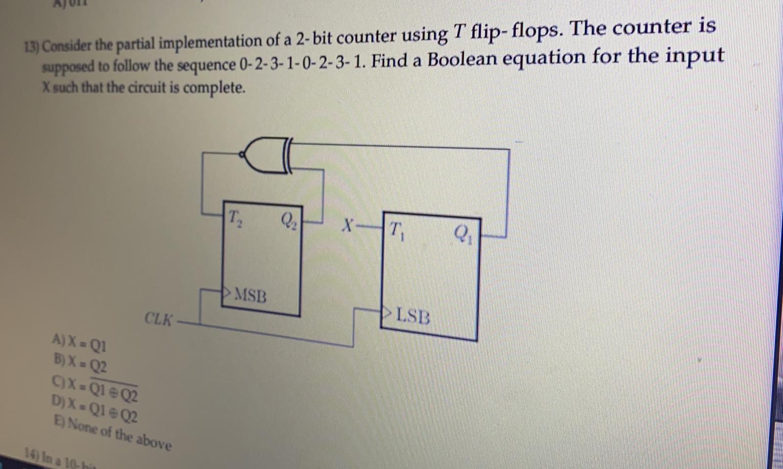 Solved 13) Consider the partial implementation of a 2-bit | Chegg.com