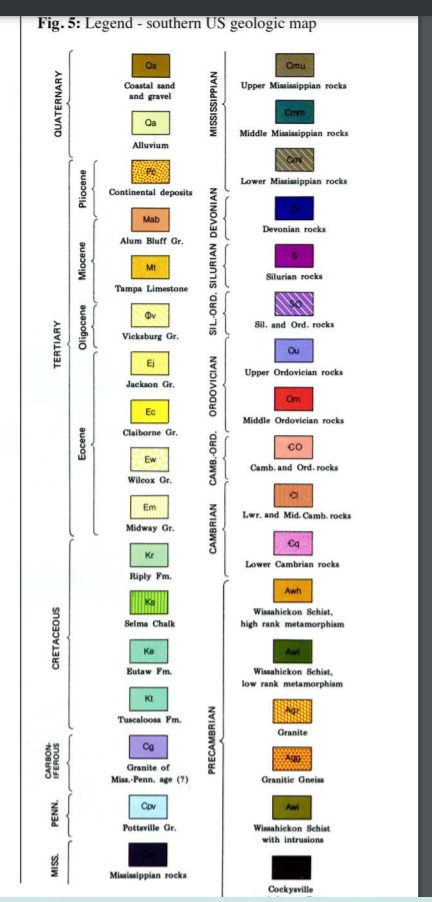 Solved Exercise 4. Geologic map of the southern states | Chegg.com