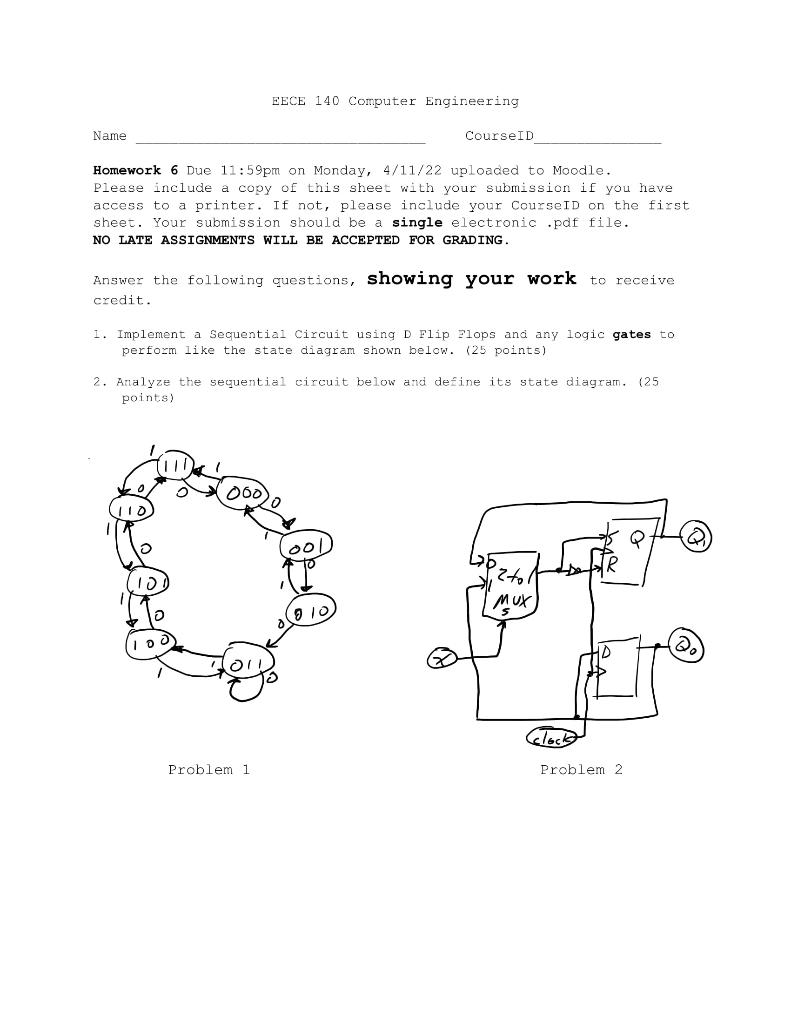 Solved EECE 140 Computer Engineering Name CourseID Homework | Chegg.com