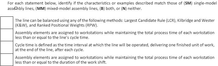 Solved For each statement below, identify if the | Chegg.com