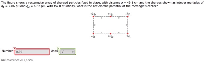 Solved The figure shows a rectangular array of charged | Chegg.com