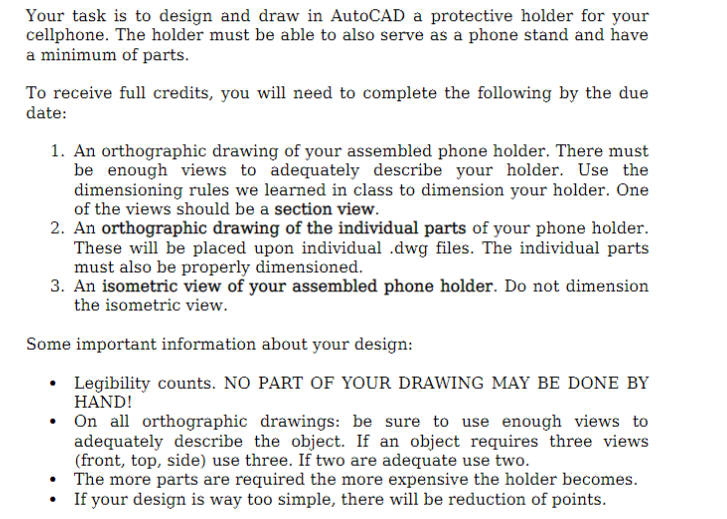Solved Your task is to design and draw in AutoCAD a | Chegg.com