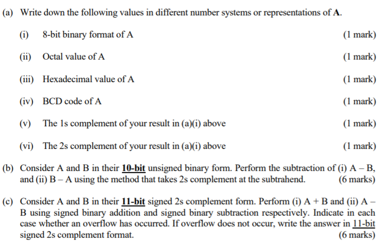 Solved (a) Write down the following values in different | Chegg.com