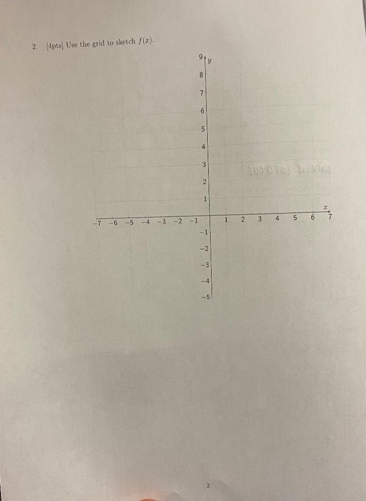 2. (4pts) Use the srid to sketch f(x). | Chegg.com