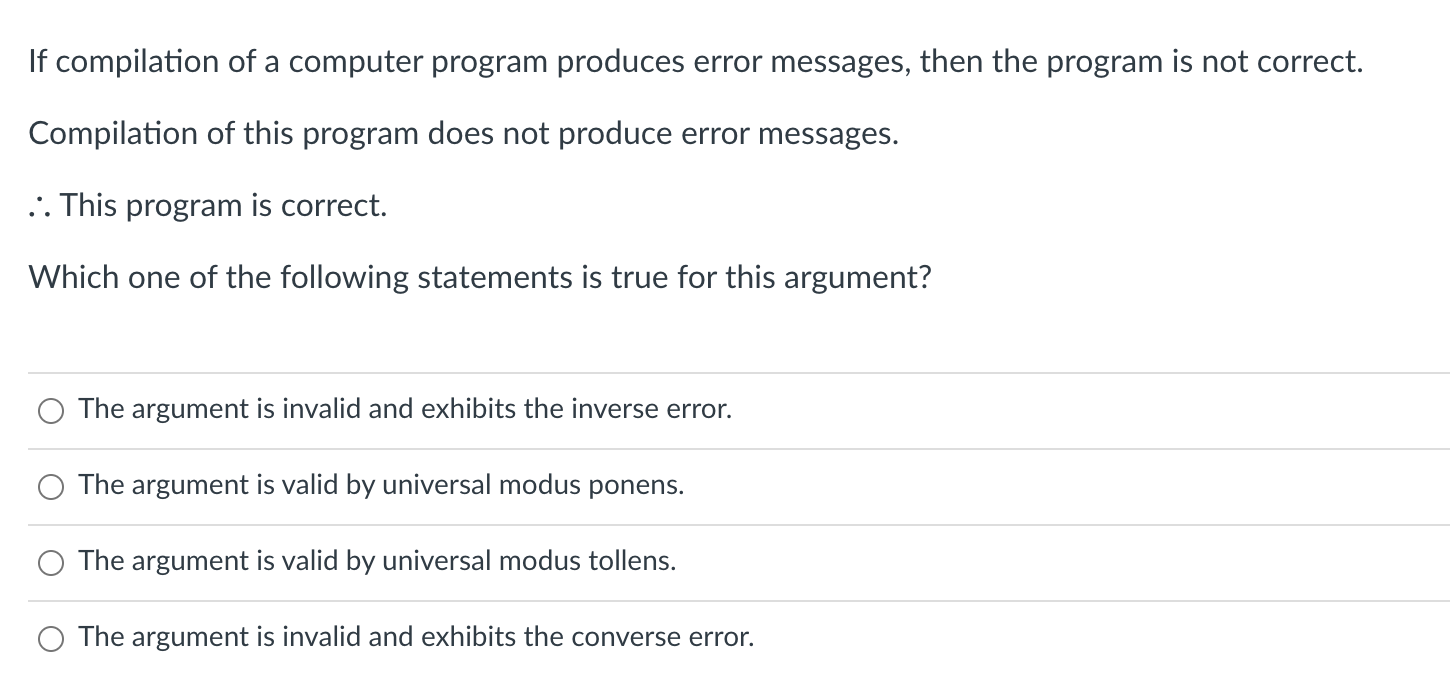 Solved If compilation of a computer program produces error | Chegg.com