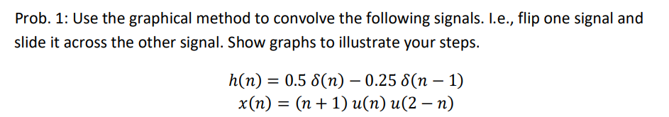 Solved Prob. 1: Use the graphical method to convolve the | Chegg.com