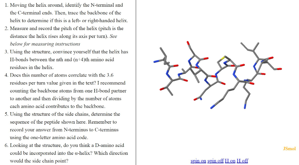 1. Moving the helix around, identify the N-terminal | Chegg.com