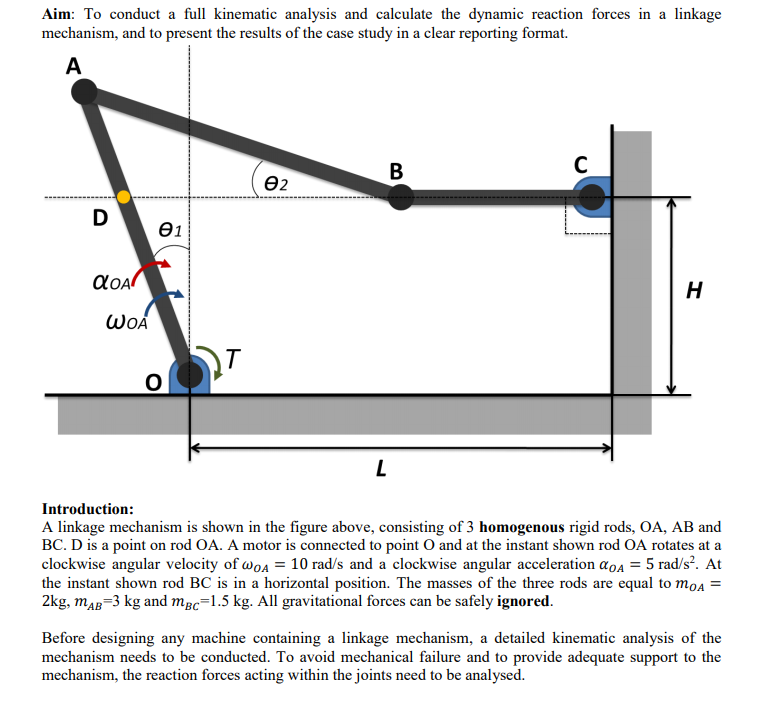 Solved Aim: To conduct a full kinematic analysis and | Chegg.com