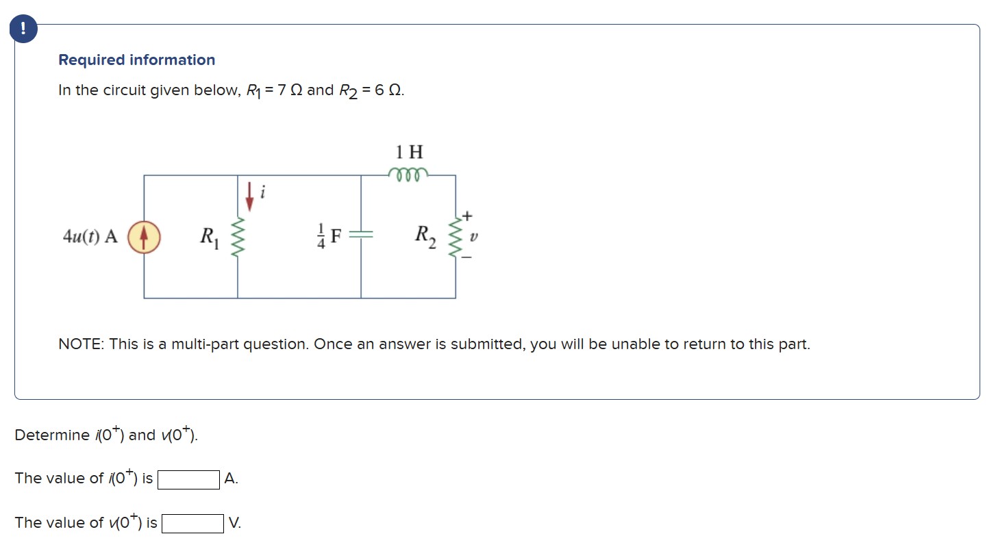 Solved !Required informationIn ﻿the circuit given below, | Chegg.com
