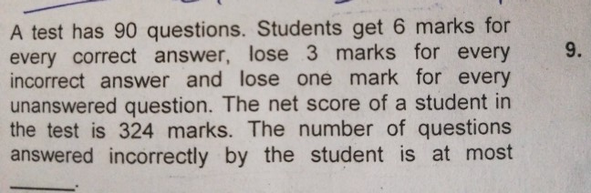 Solved A test has 90 questions. Students get 6 marks for | Chegg.com